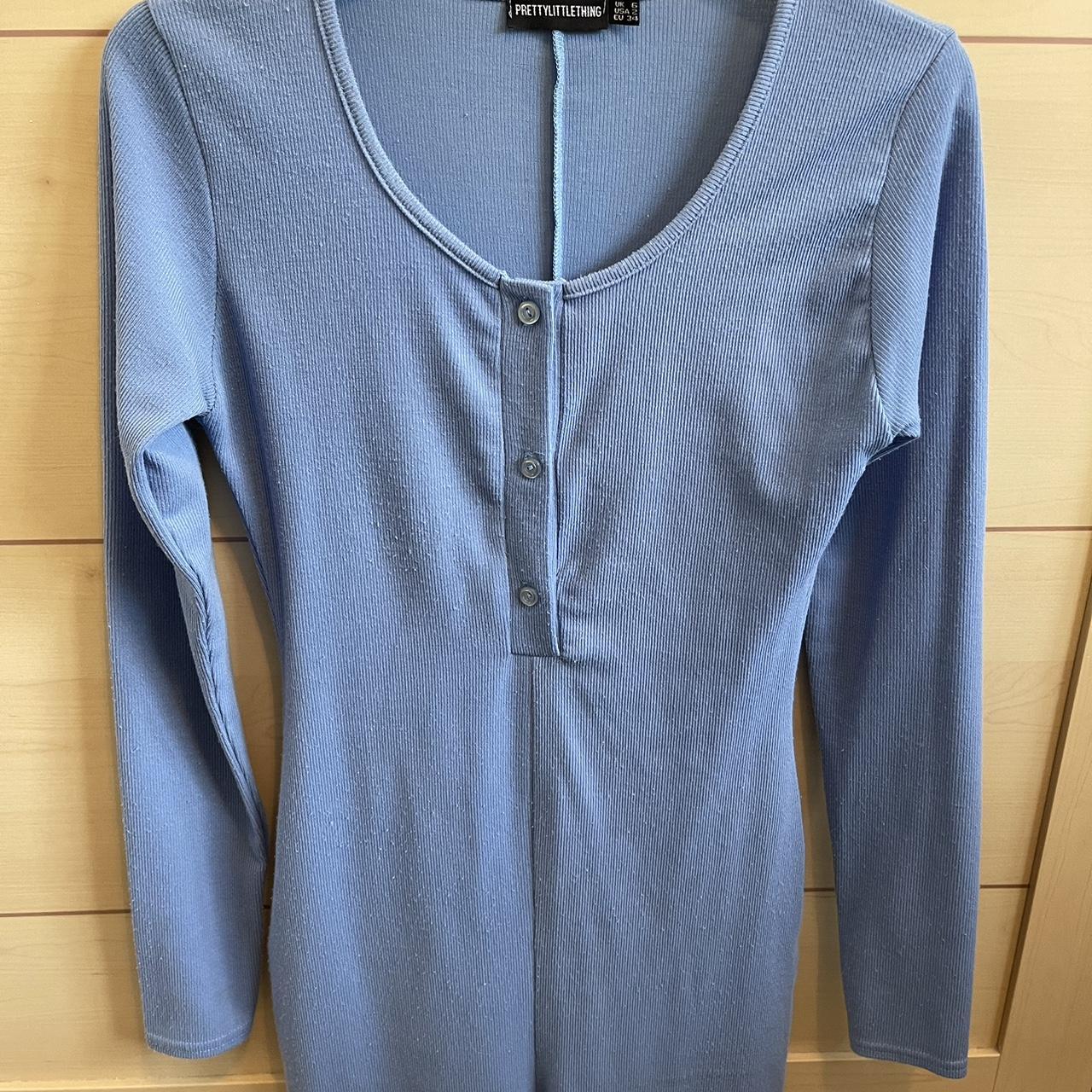 Pretty little thing baby blue romper, long sleeved.... - Depop