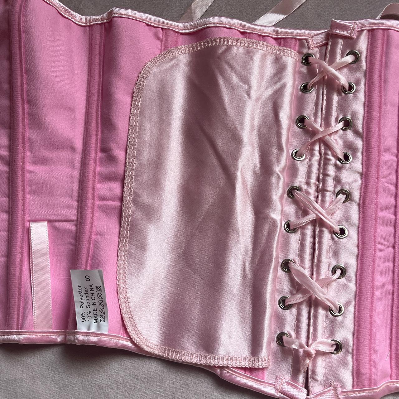 Light pink satin corset Underbust corset Size:... - Depop