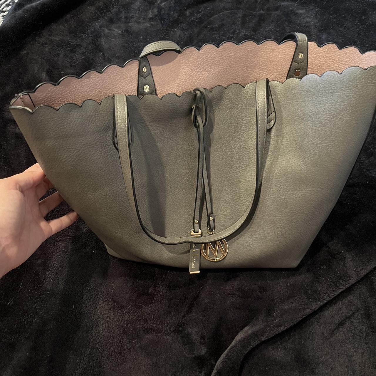 Grey and pink faux leather tote Brand: Mia K.... - Depop