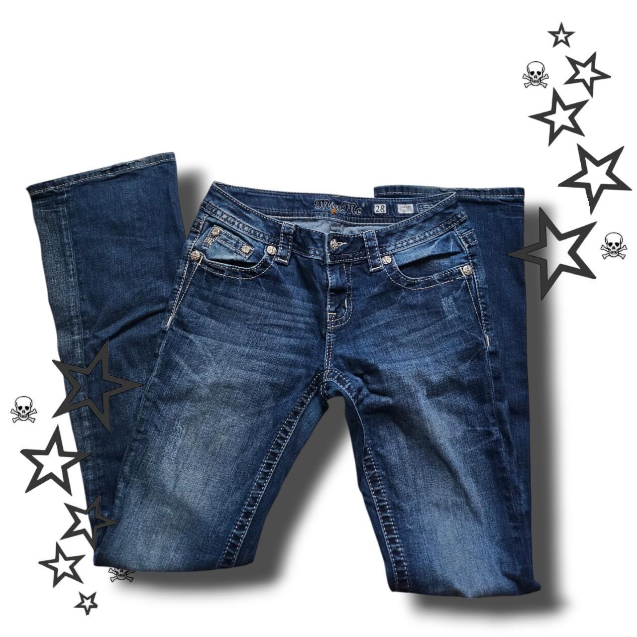 ☠︎ 2000s cybery2k / mcbling two toned bootcut y2k... | Depop