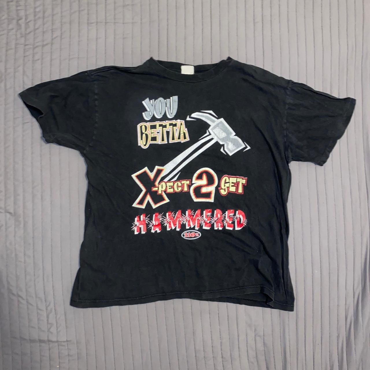 get hammered cracked graphic tee made in the usa... - Depop