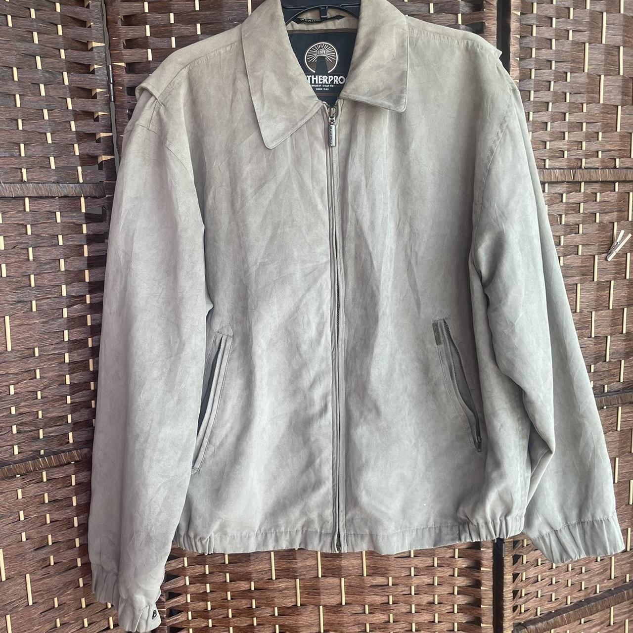 Weatherproof Men's Medium Coat Brown Faux Suede Poly... - Depop