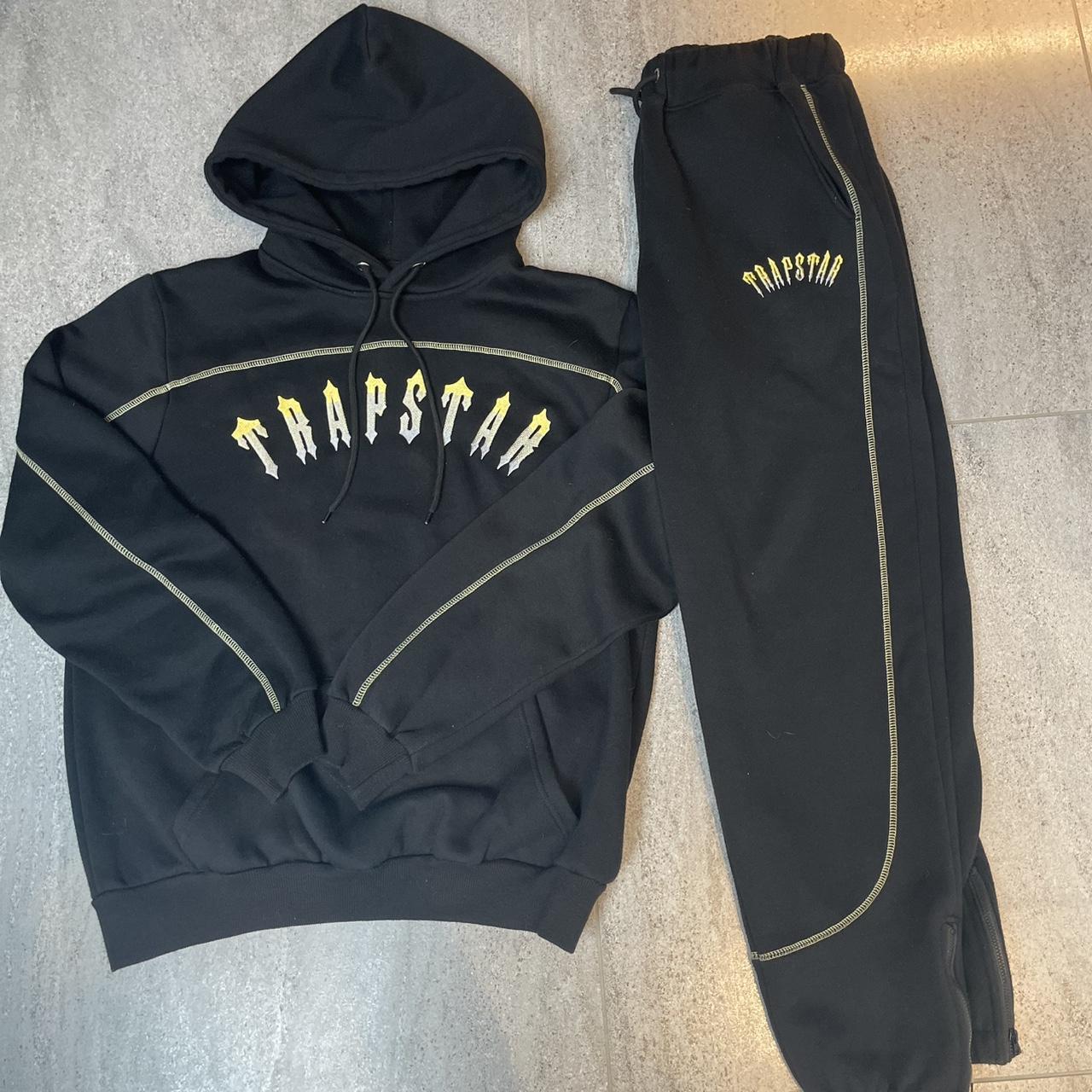 Trapstar black and yellow tracksuit #Trapstar | Depop