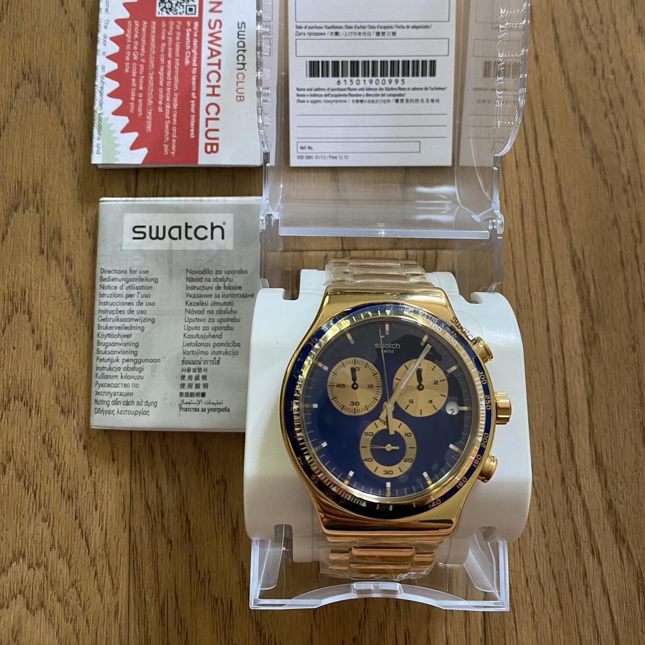 Swatch Chronograph watch. Gold-plated stainless... - Depop