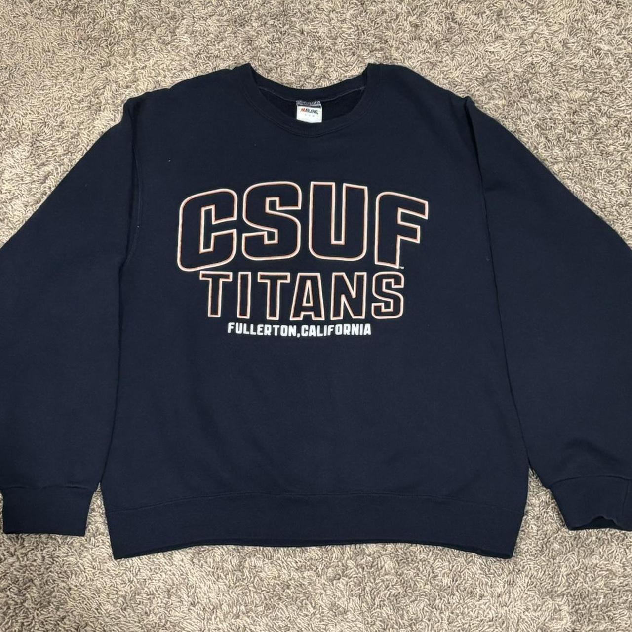 CSUF Titans navy and white sweatshirt #csuf... - Depop