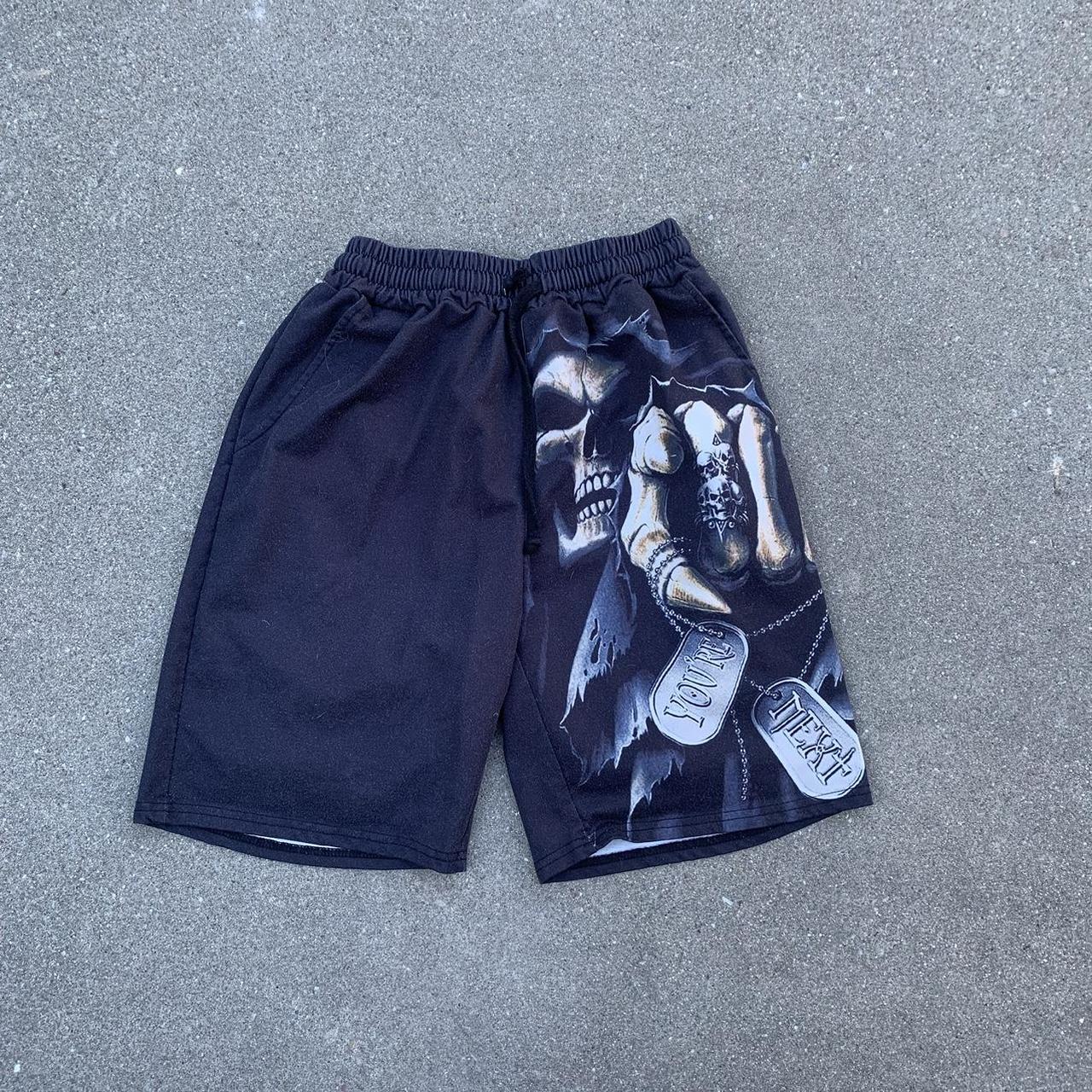 skeleton shorts hard asf skulls n allat #grunge... - Depop