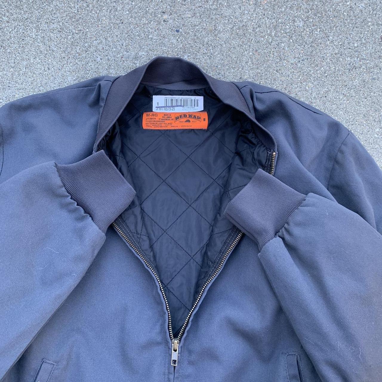 00s Red Kap quilted work jacket blueish dark grey... - Depop