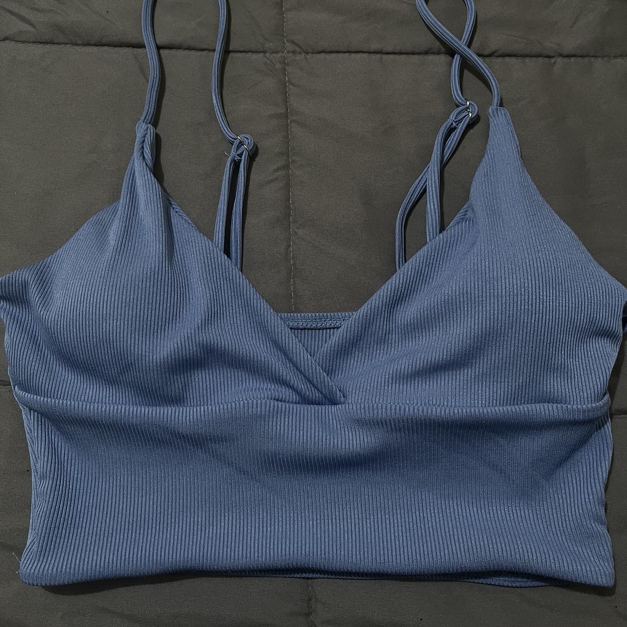 Zaful Blue Crop - size S - no stains or loose... - Depop