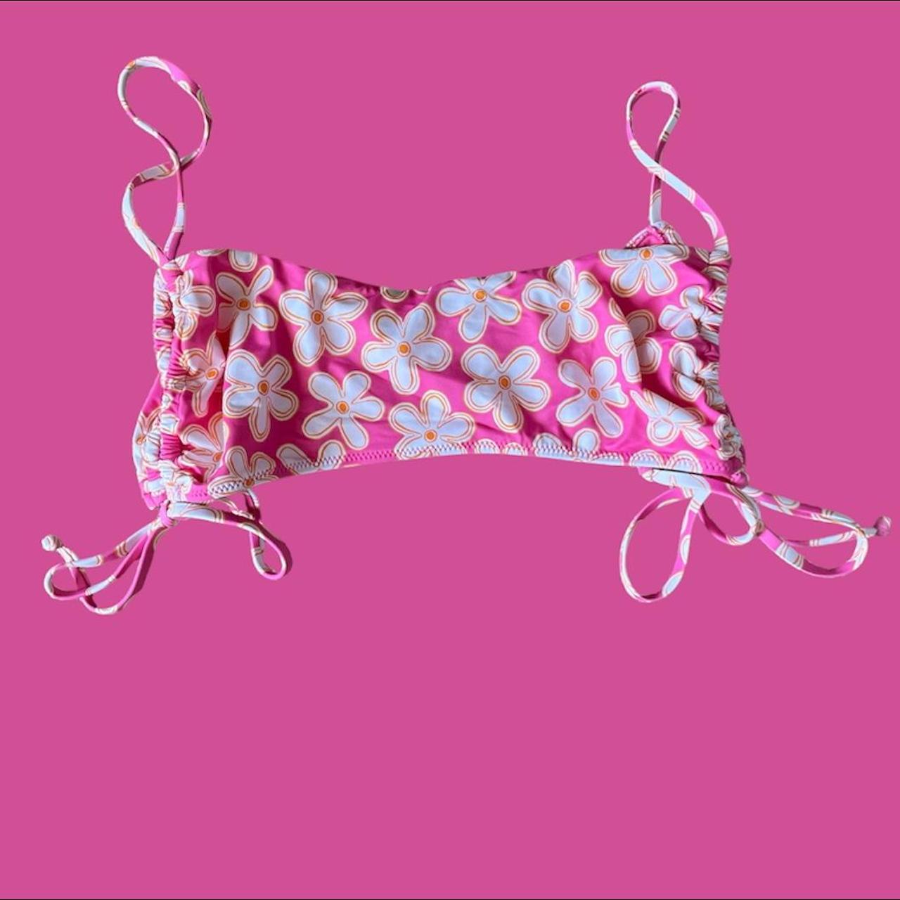 pacsun flower bikini top with adjustable straps... - Depop