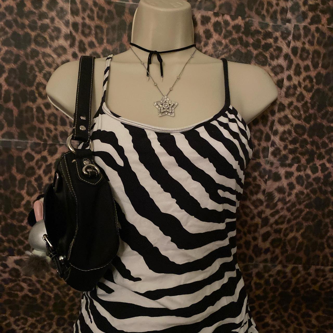 scene mcbling zebra print tank top 🦓 - size small,... - Depop