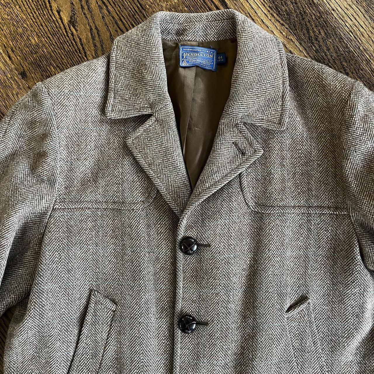 Vintage Pendleton 100% wool herringbone overcoat... - Depop