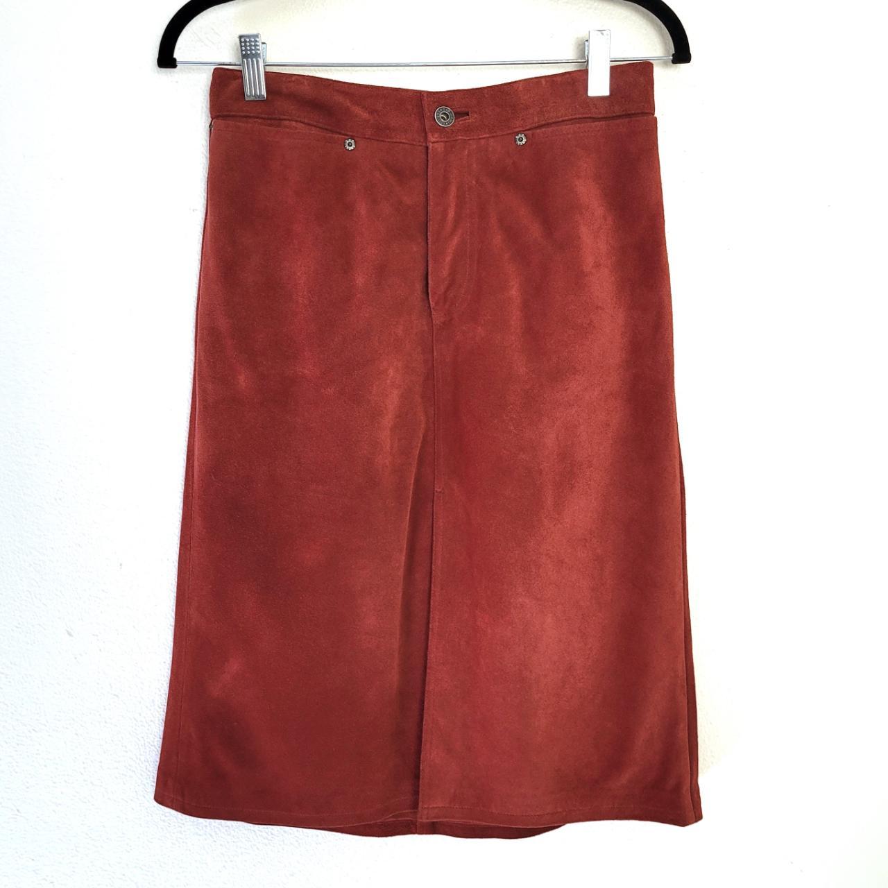 NEW GAP Y2K Vintage Rust Suede Leather Midi Length... - Depop