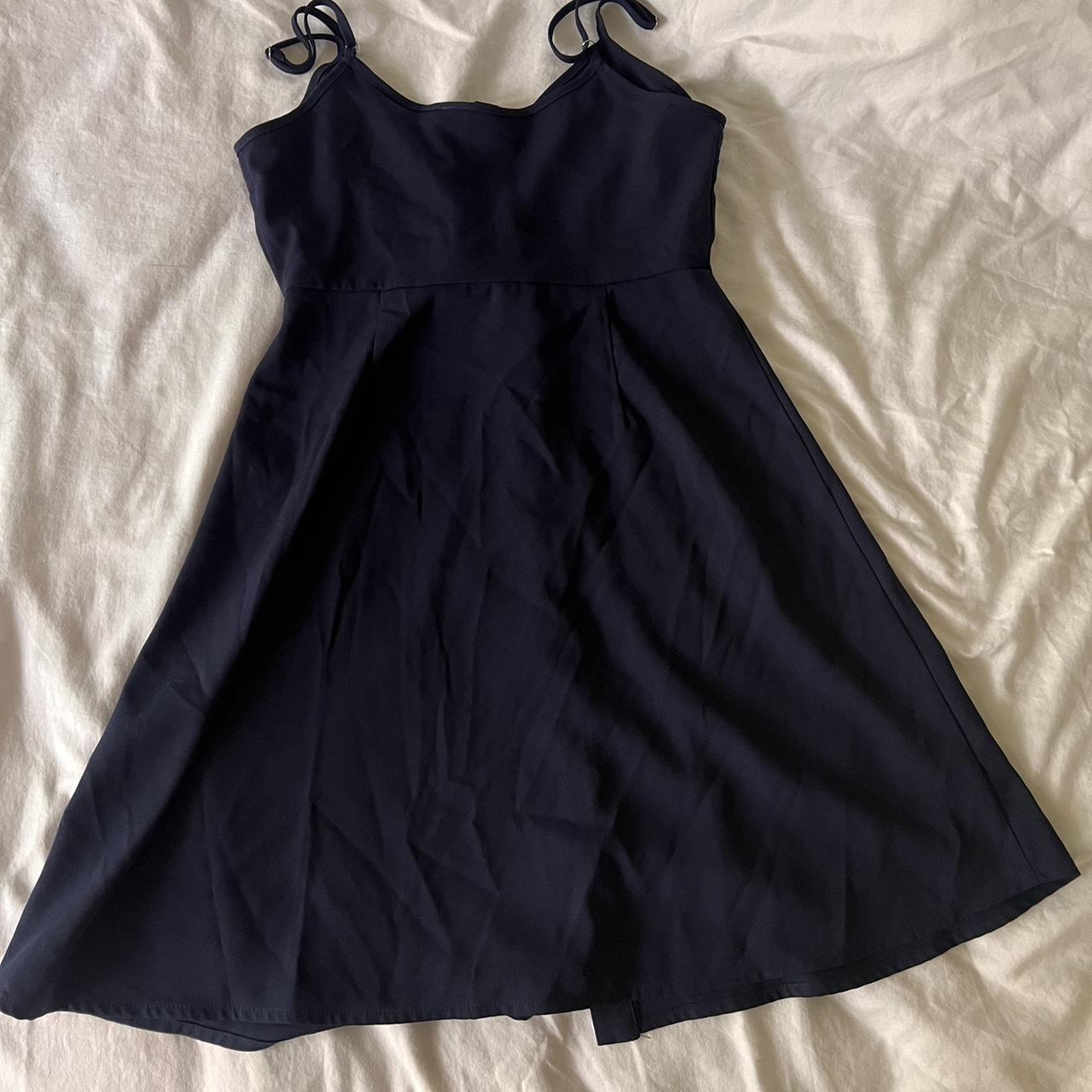 Navy blue summer dress button down short and cute - Depop