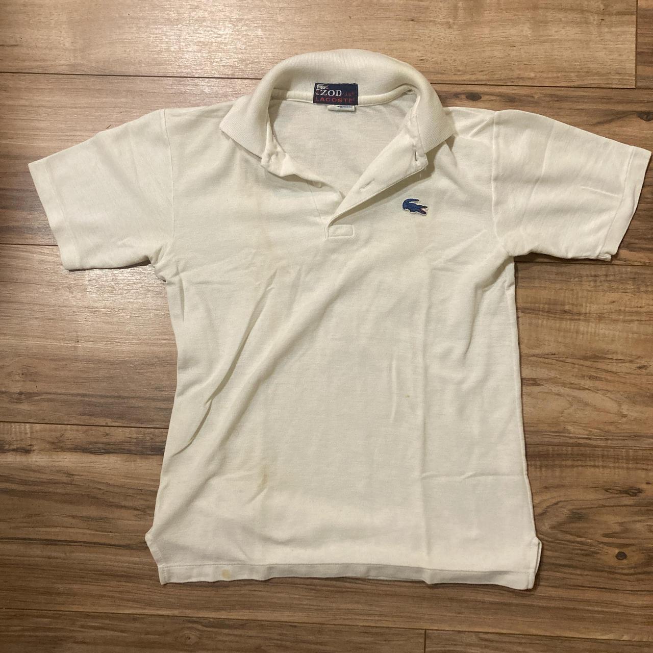 Vintage 70s Lacoste white polo (youth 16) mini shirt... - Depop