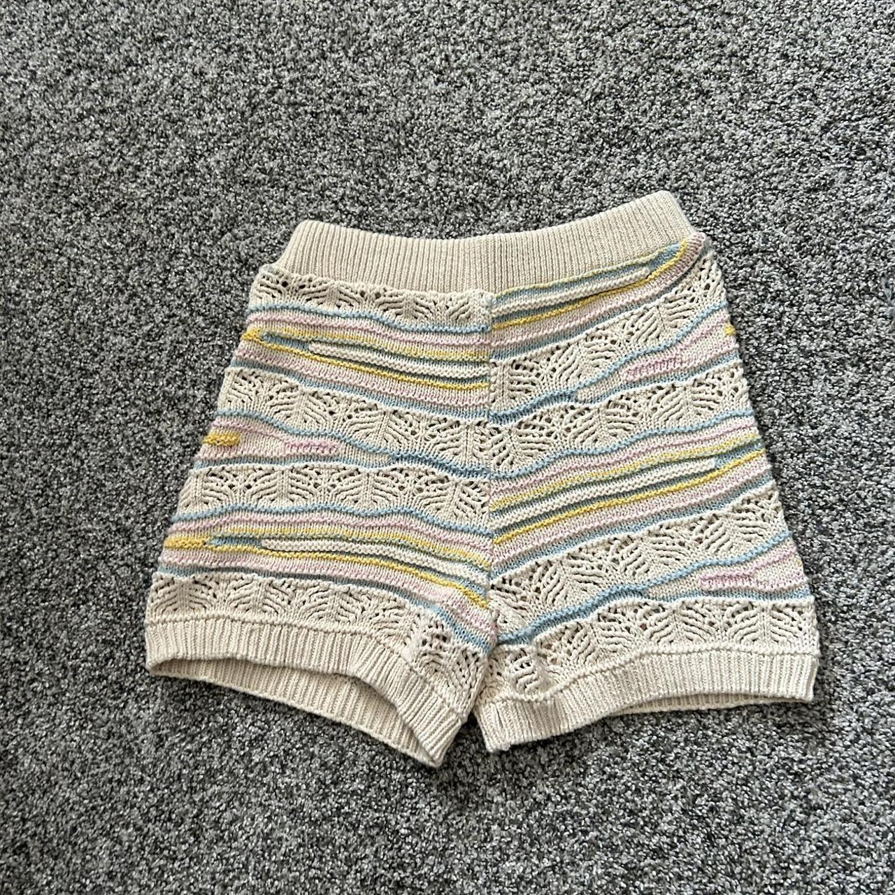Colorful Knitted Shorts from Zara in a size small - Depop