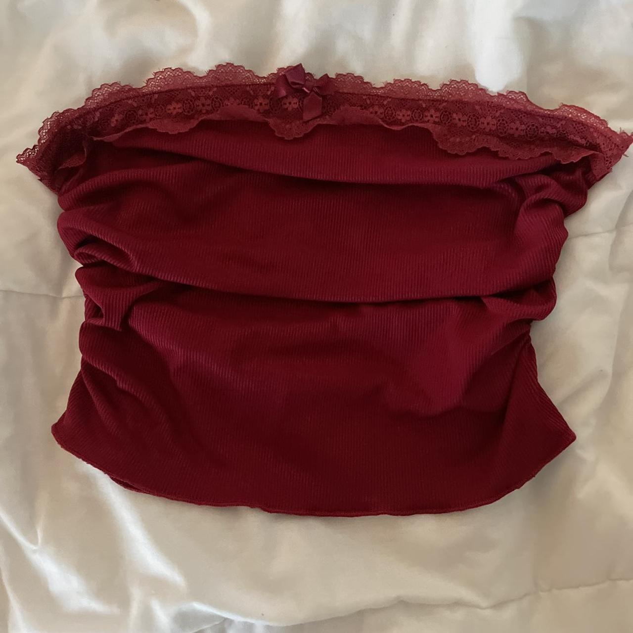 Red tube top red lace trim 🍒 - Depop