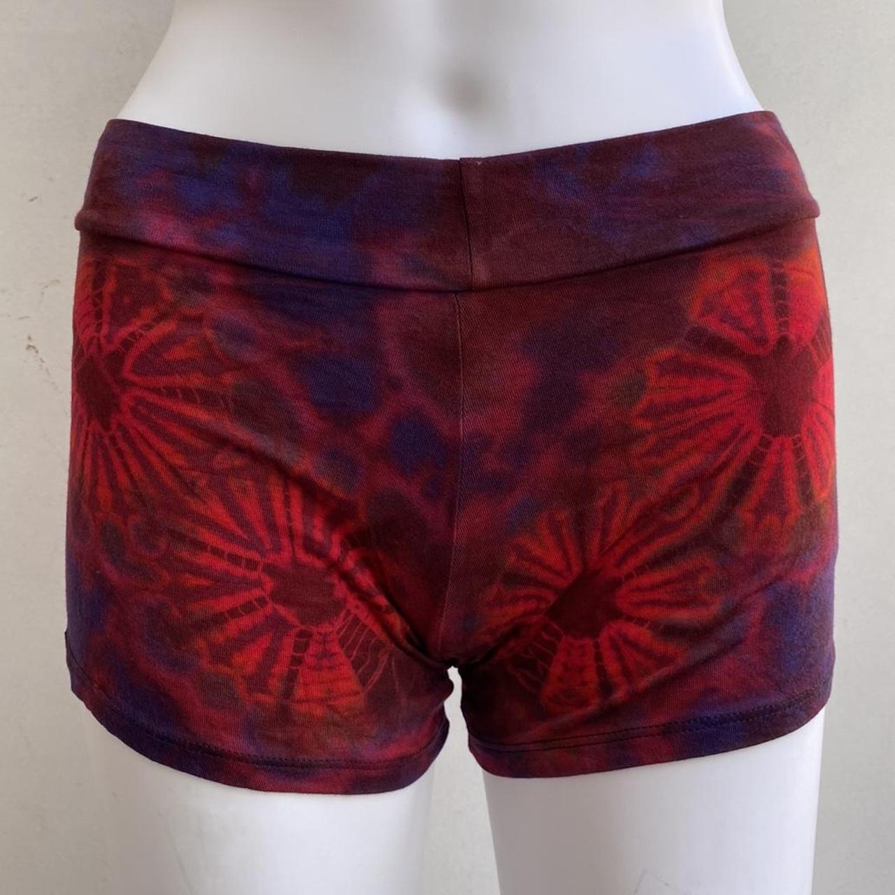 Red and purple tie dye shorts! Has interesting... - Depop