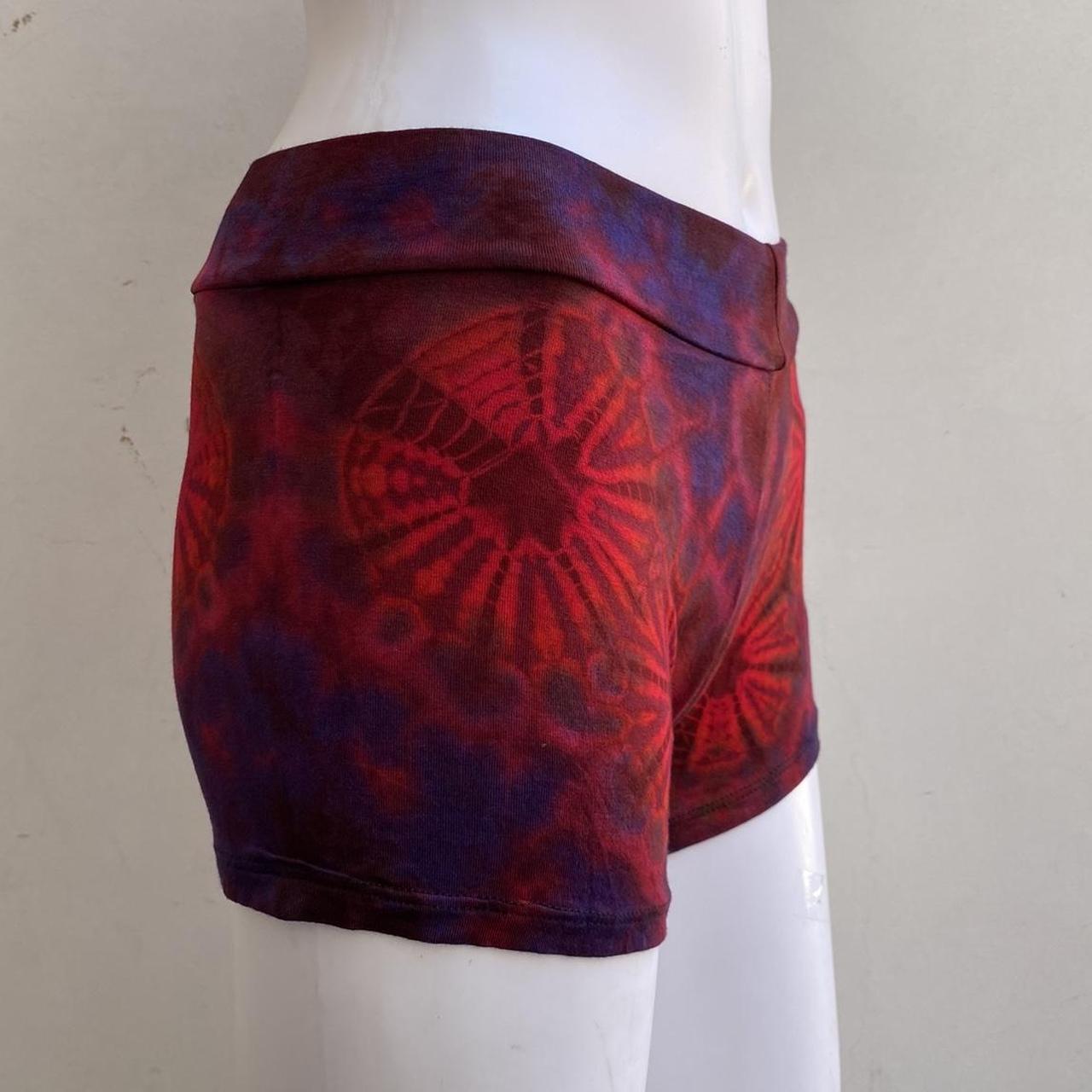 Red and purple tie dye shorts! Has interesting... - Depop