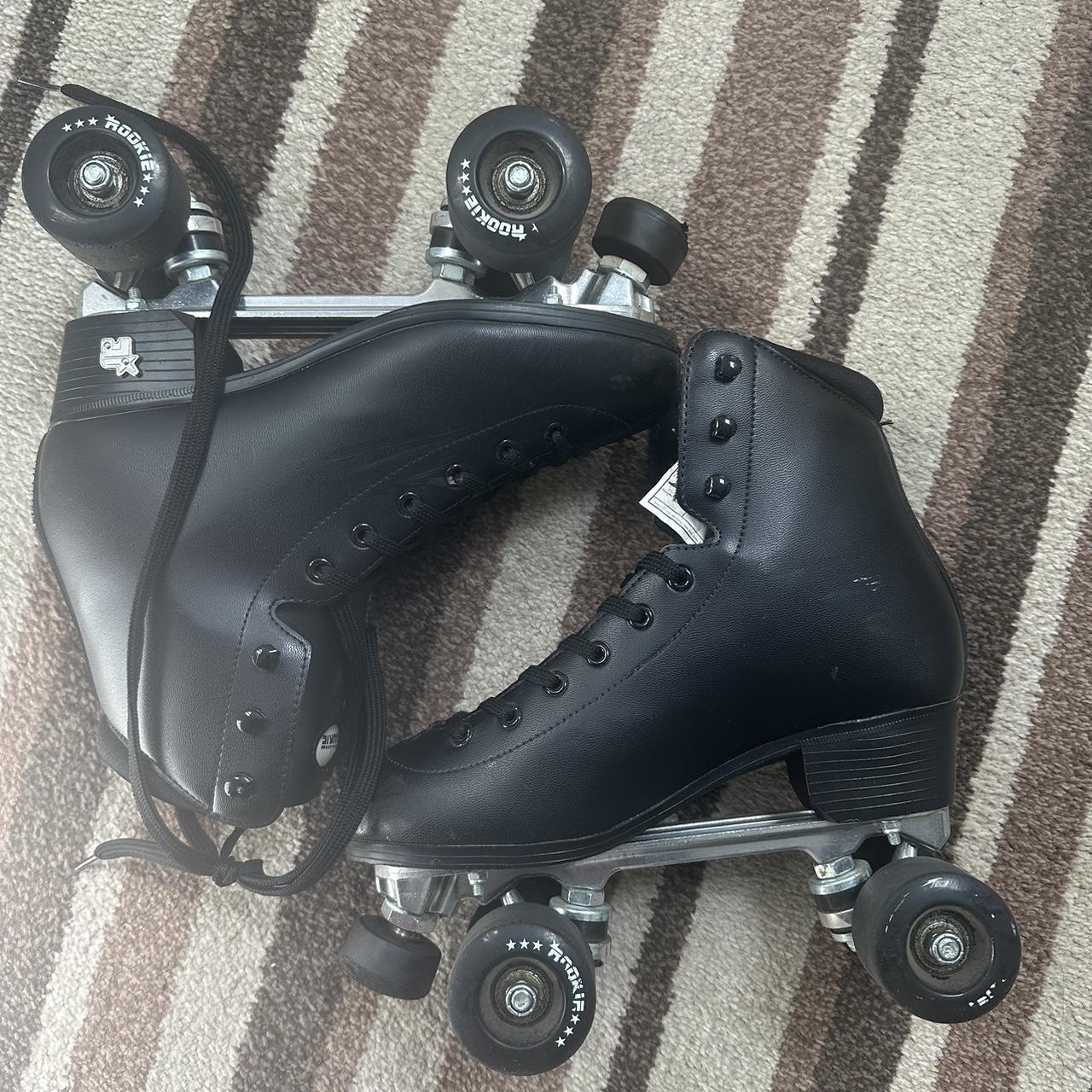 Like new size 8 black roller skates with wheels,... - Depop