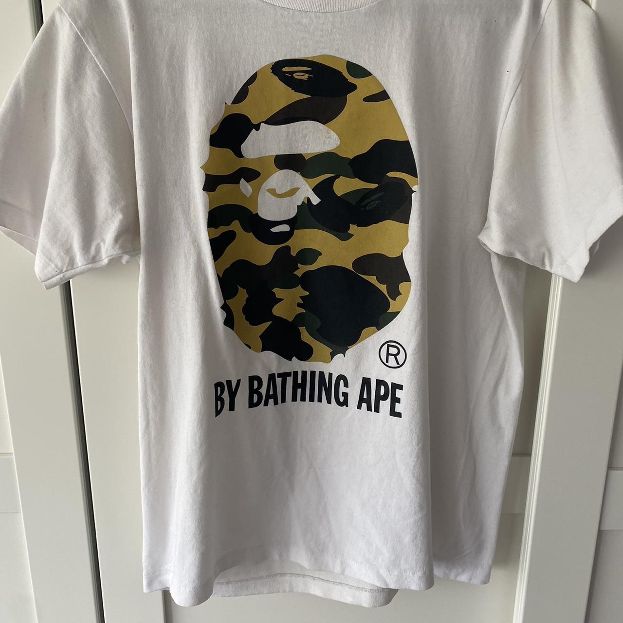 White bape tee Very slight stain on the front of... - Depop