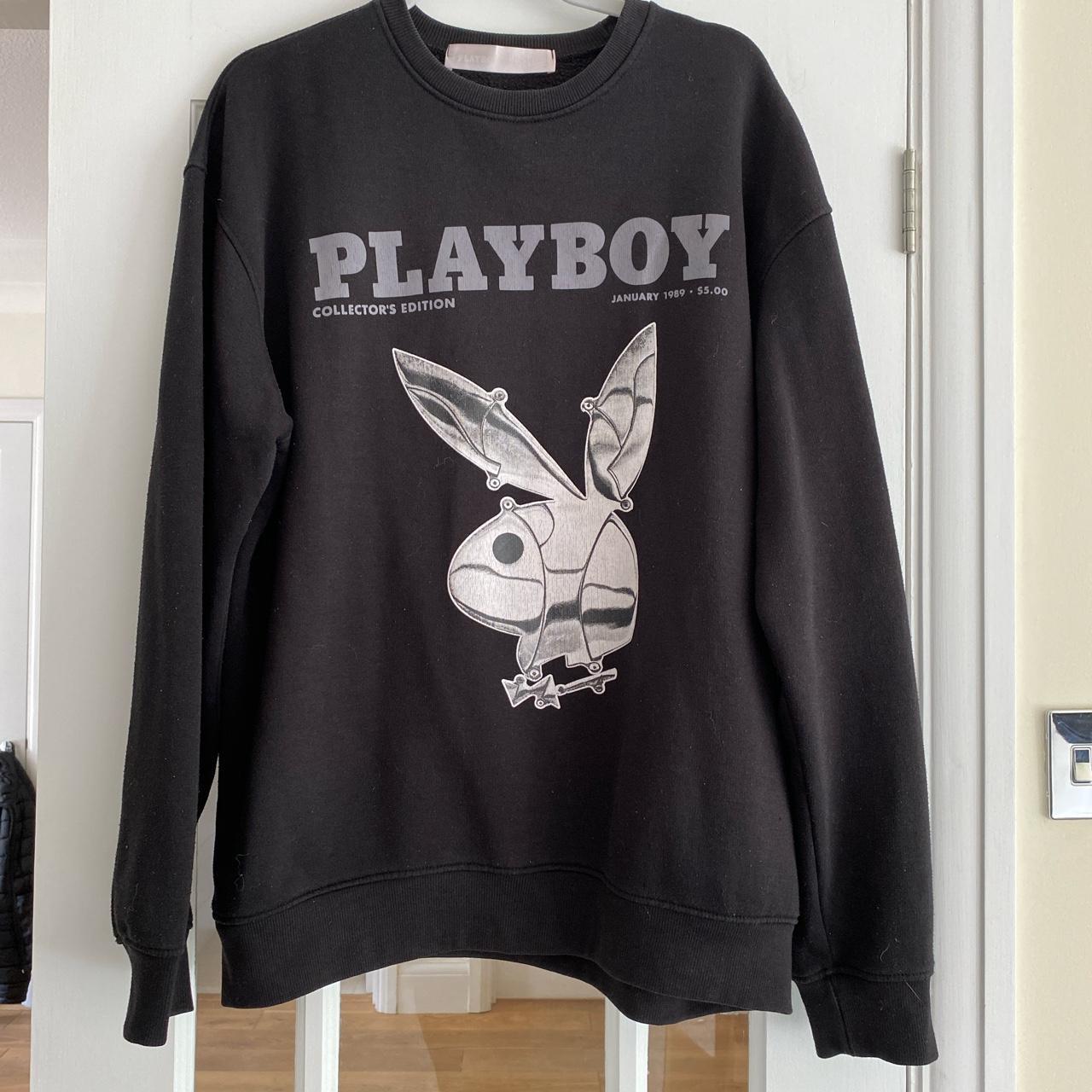 Misguided Playboy sweatshirt Black Size 8 - Depop