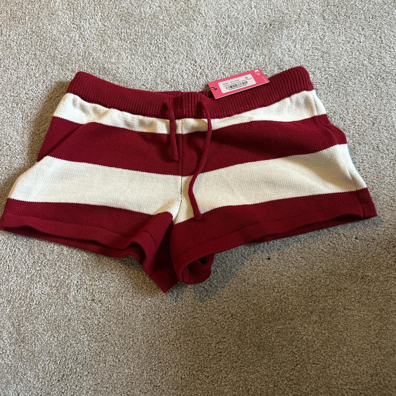 Red and white striped Edikted shorts Never worn-... - Depop