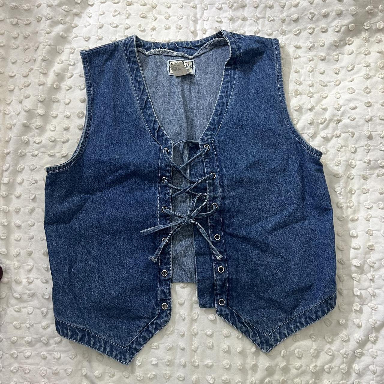 Denim corset top vest Labeled as a Medium but... - Depop