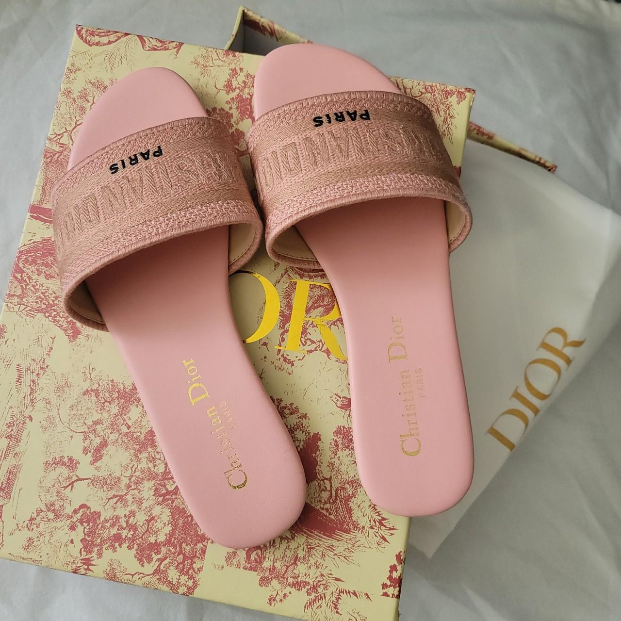 Elegant Pink Dior Slides/ Sandals Size 7.5 - Depop