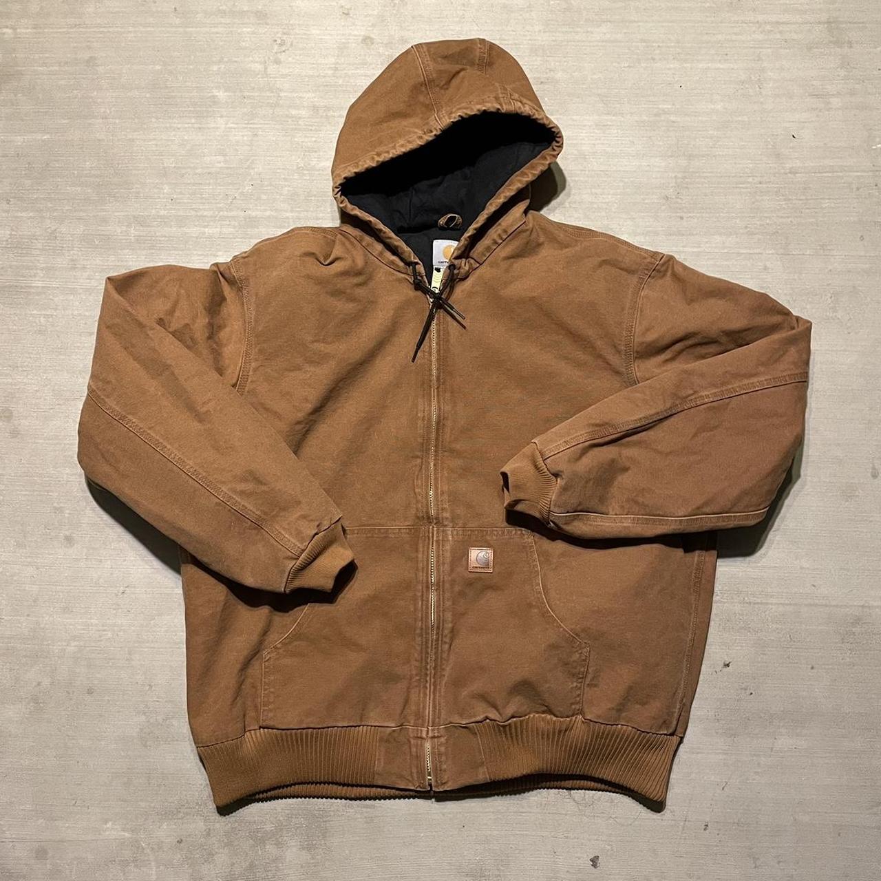 Carhartt J130-211 Brown Carpenter Work Hooded Zip Up... - Depop