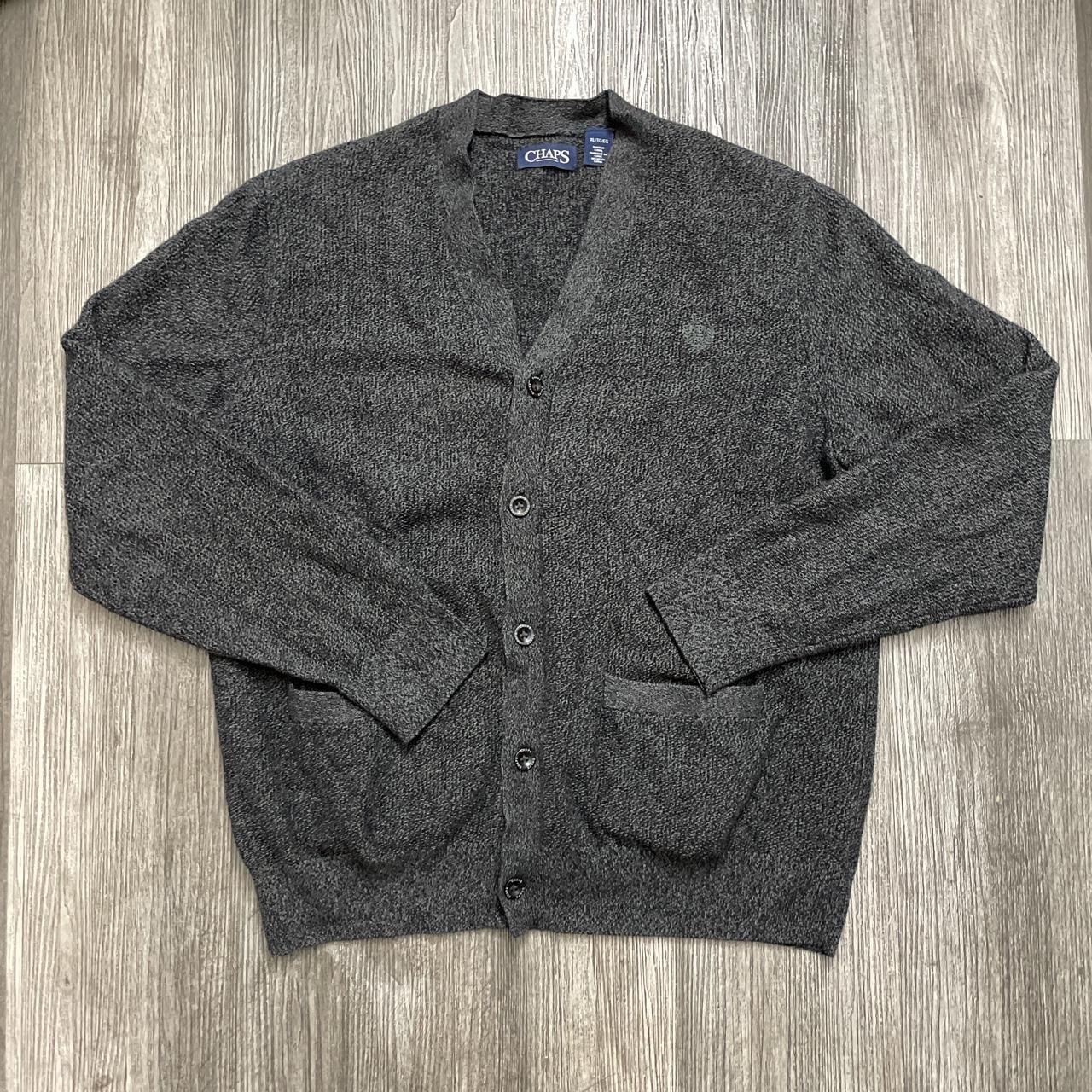 Dark gray Chaps cotton cardigan Size: XL Pre owned... - Depop