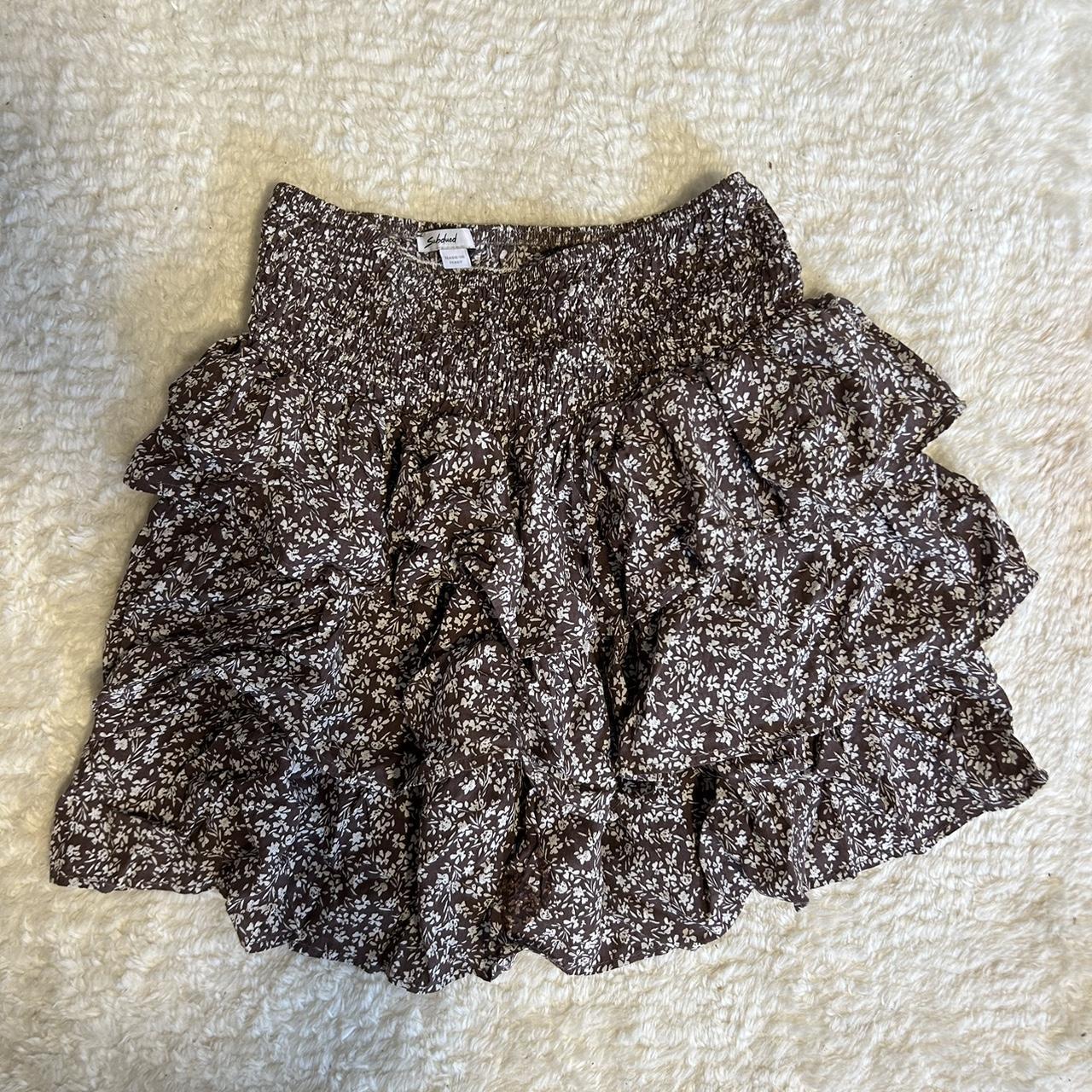 subdued brown ruffle skirt #subdued #y2k #vintage... - Depop