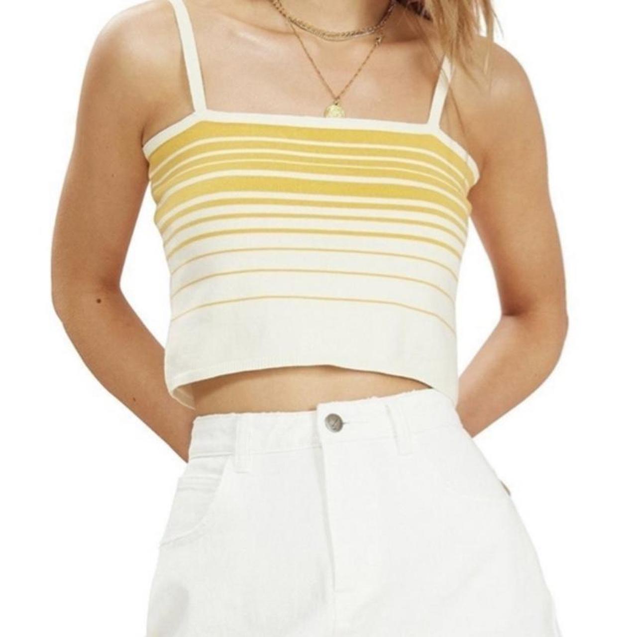 MinkPink knit crop top. Yellow and cream. Size... - Depop