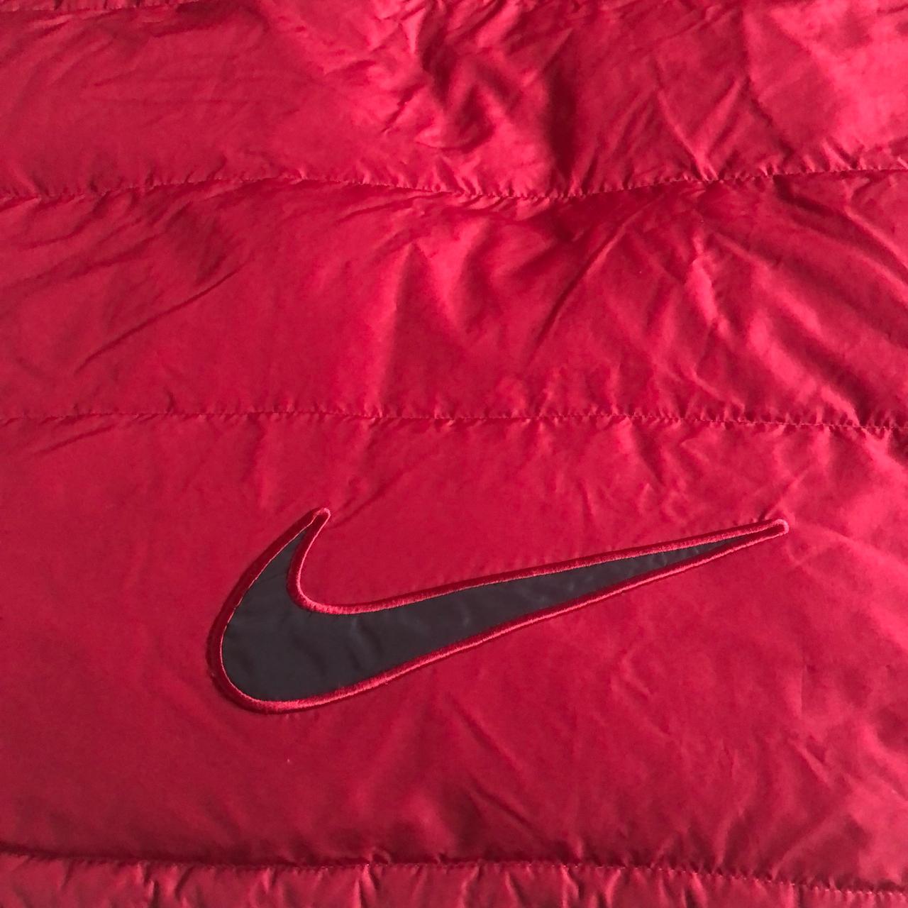 Nike Mens Red Puffer Coat - Depop