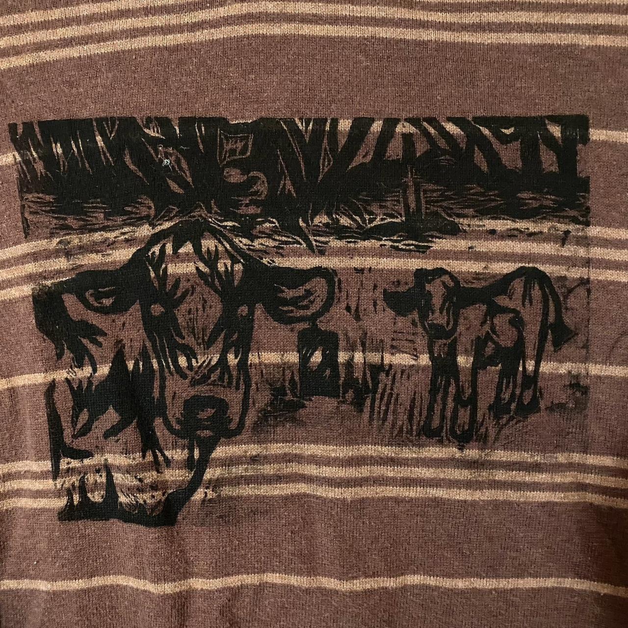 Relief printed handmade “cow-core” hoodie by me!... | Depop