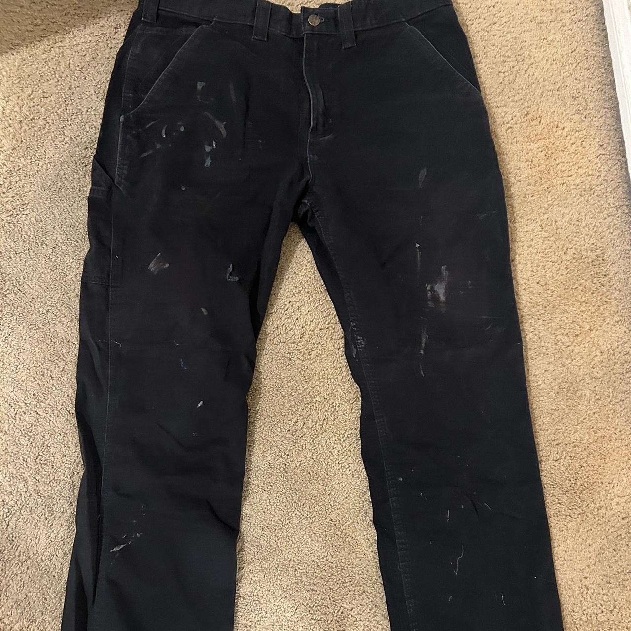 Carhartt Black Paint-stained carpenter pants Waist:... - Depop