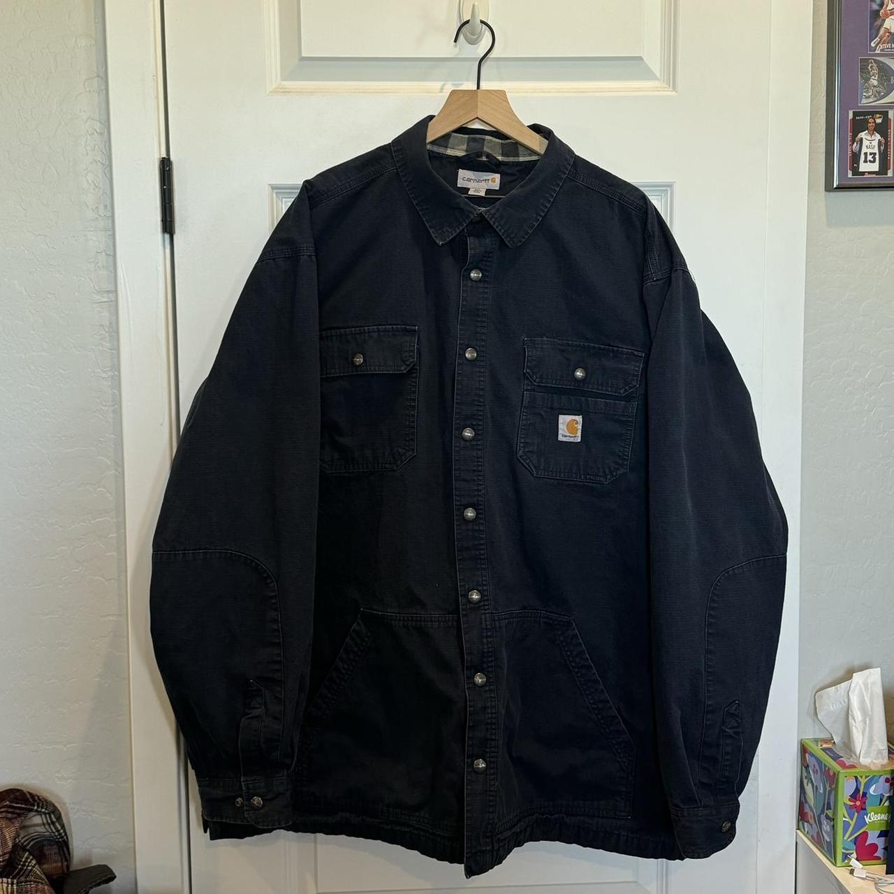 black carhartt jacket width: 28 length: 32 - Depop