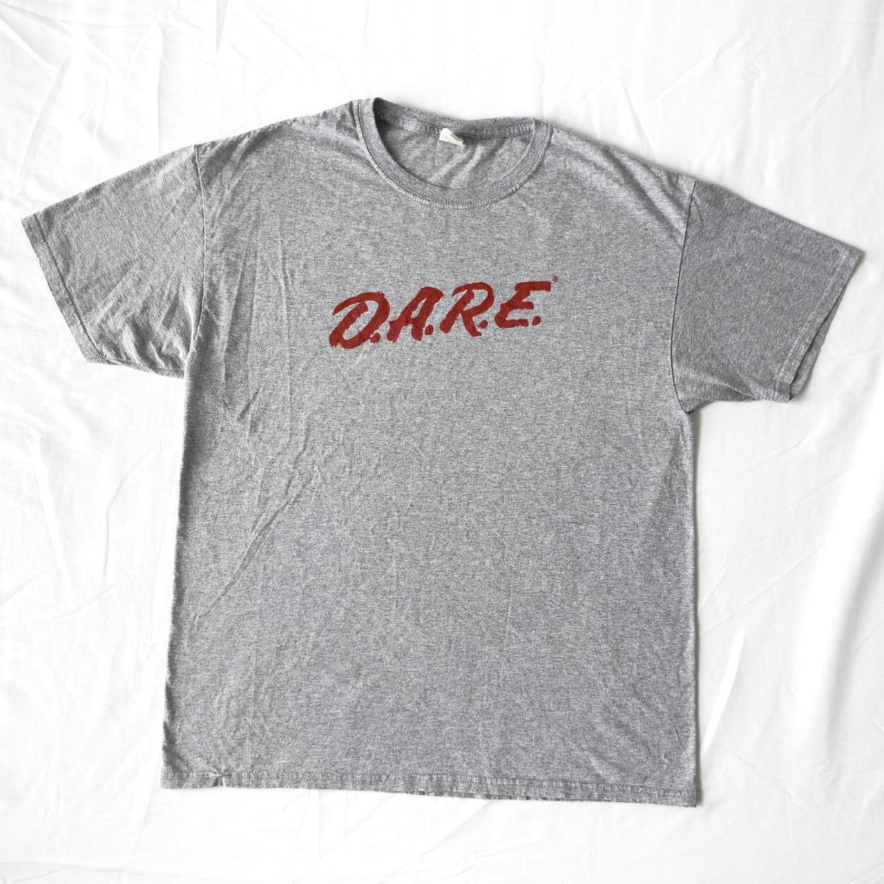 Vintage Y2K DARE Simple Text Logon Gray Graphic... - Depop