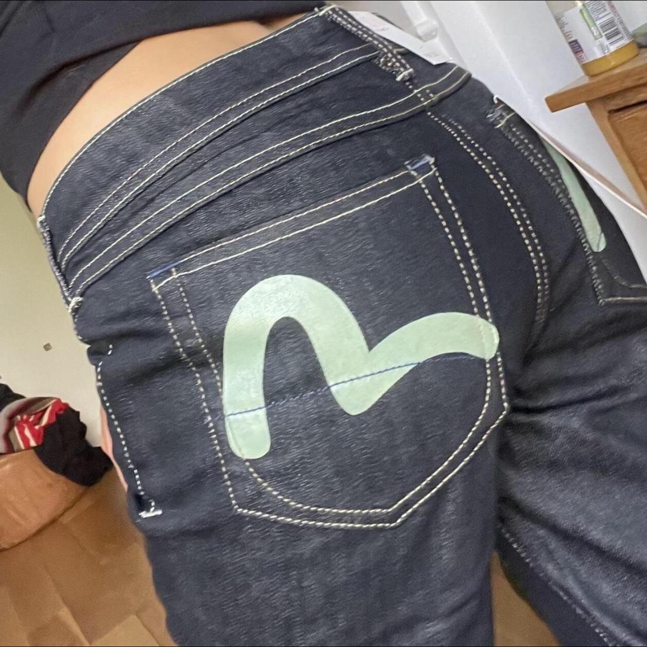 such sick evisu x puma jeans with evisu logo on back... - Depop