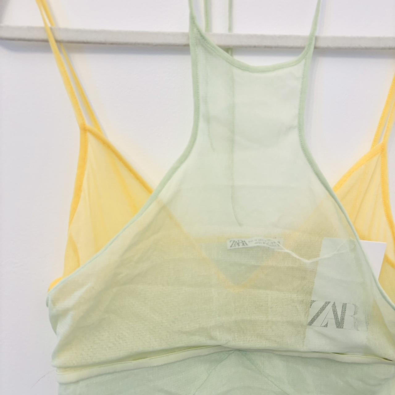 Zara mint yellow mesh sheer halter cami Brand new... - Depop