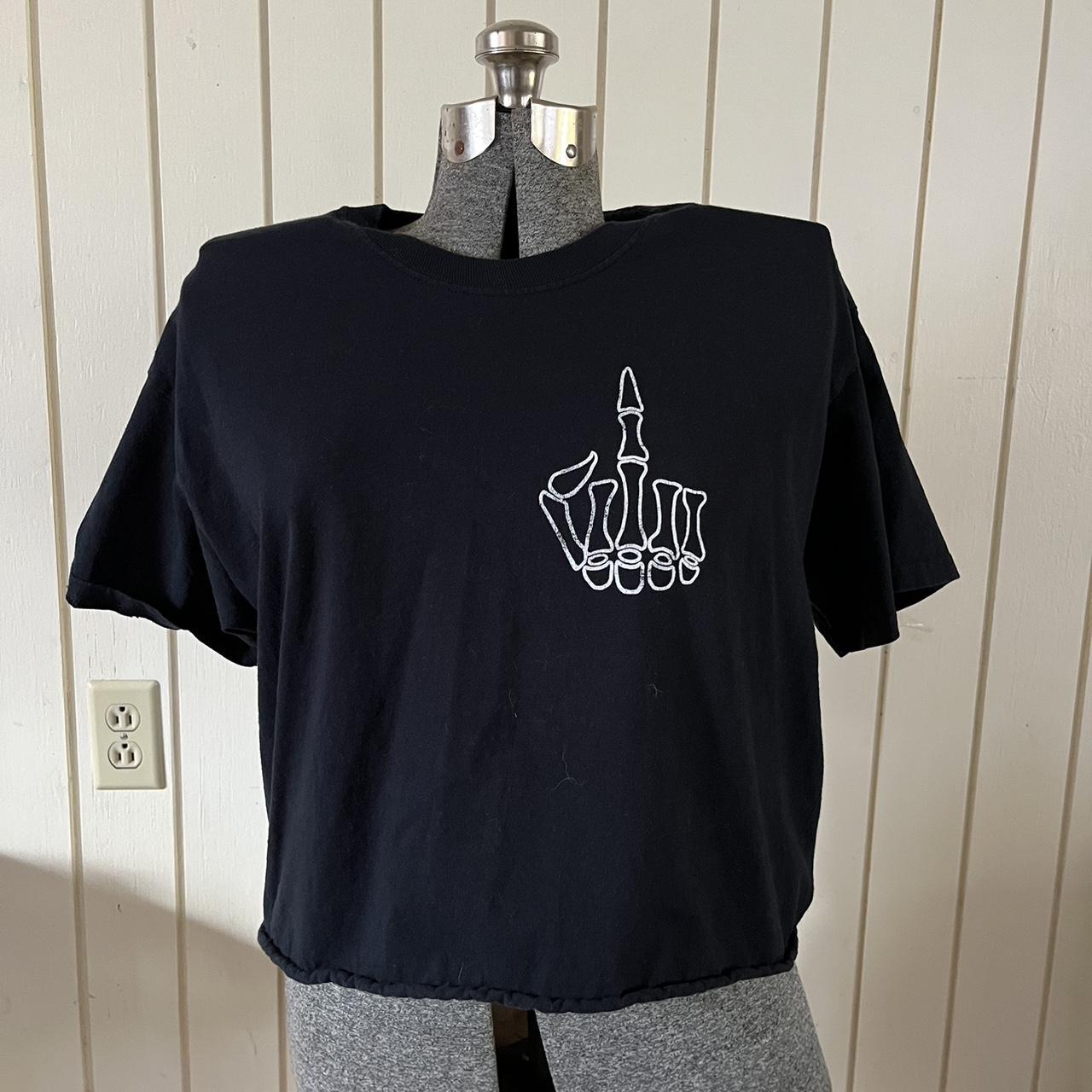 Gildan skeleton middle finger tee - Depop
