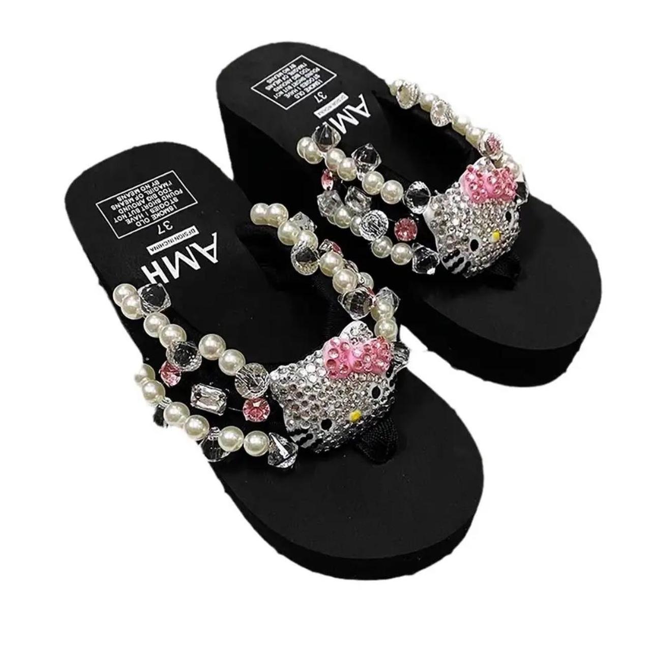 Hello kitty bedazzle sandals I have 4 pairs of each... - Depop