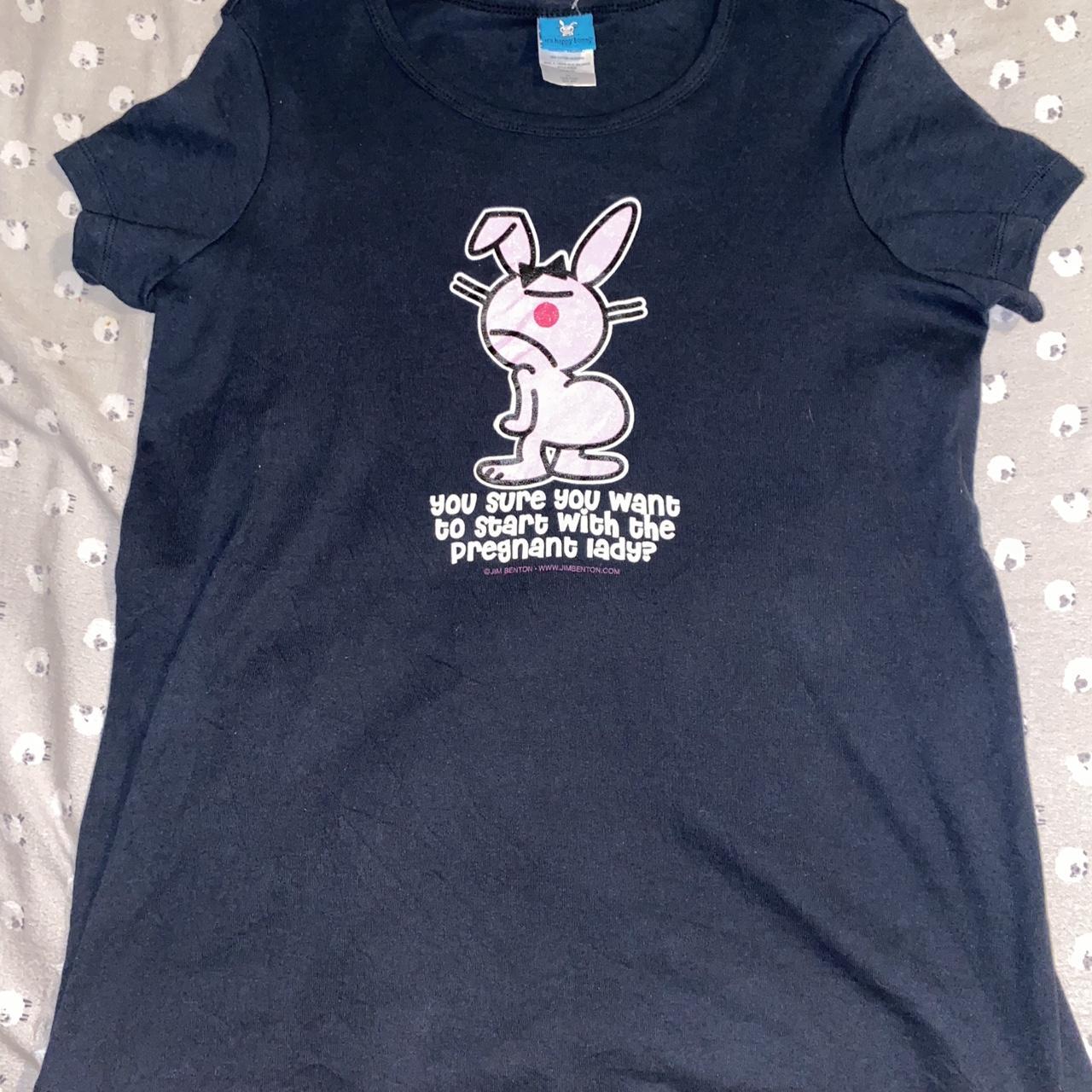 Navy blue “it’s happy bunny” shirt! Super cute but... | Depop