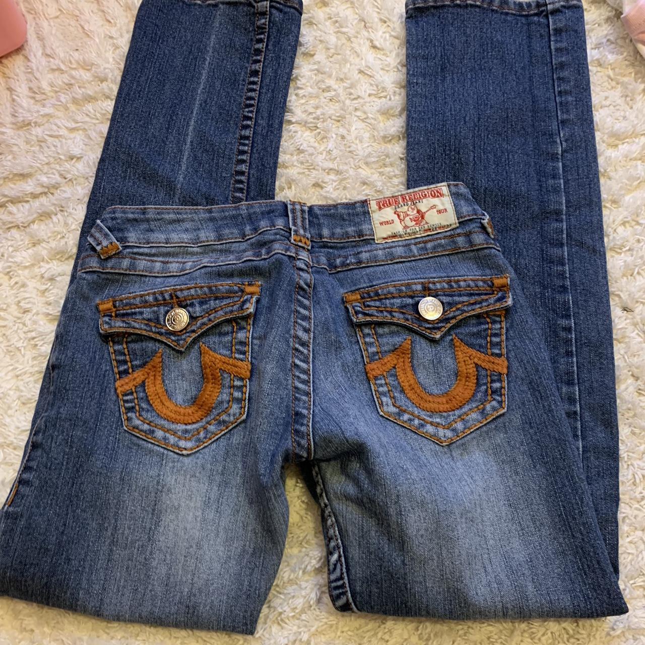 true religion jeans orange pockets straight /... - Depop
