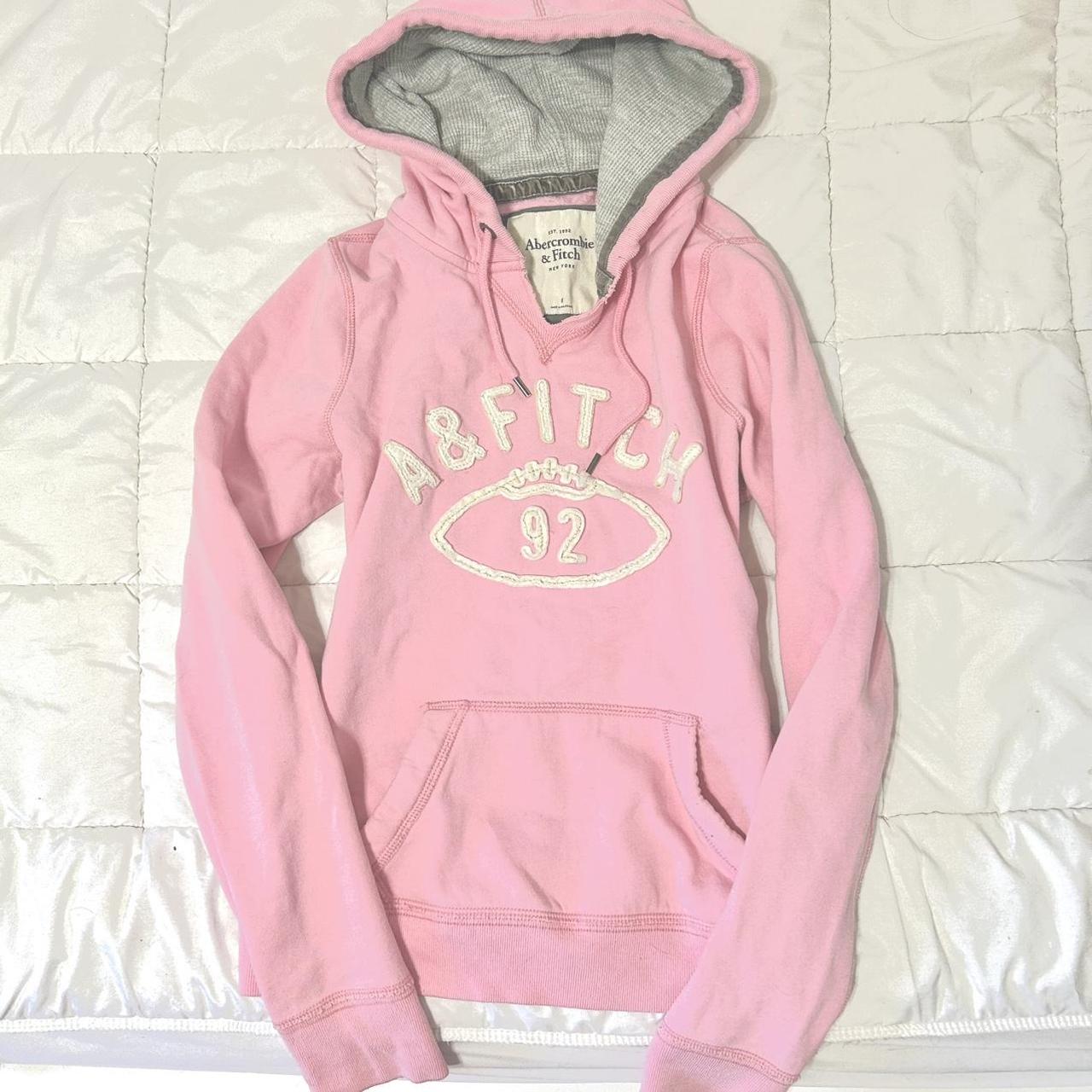 baby pink abercrombie and fitch hoodie football 92... - Depop
