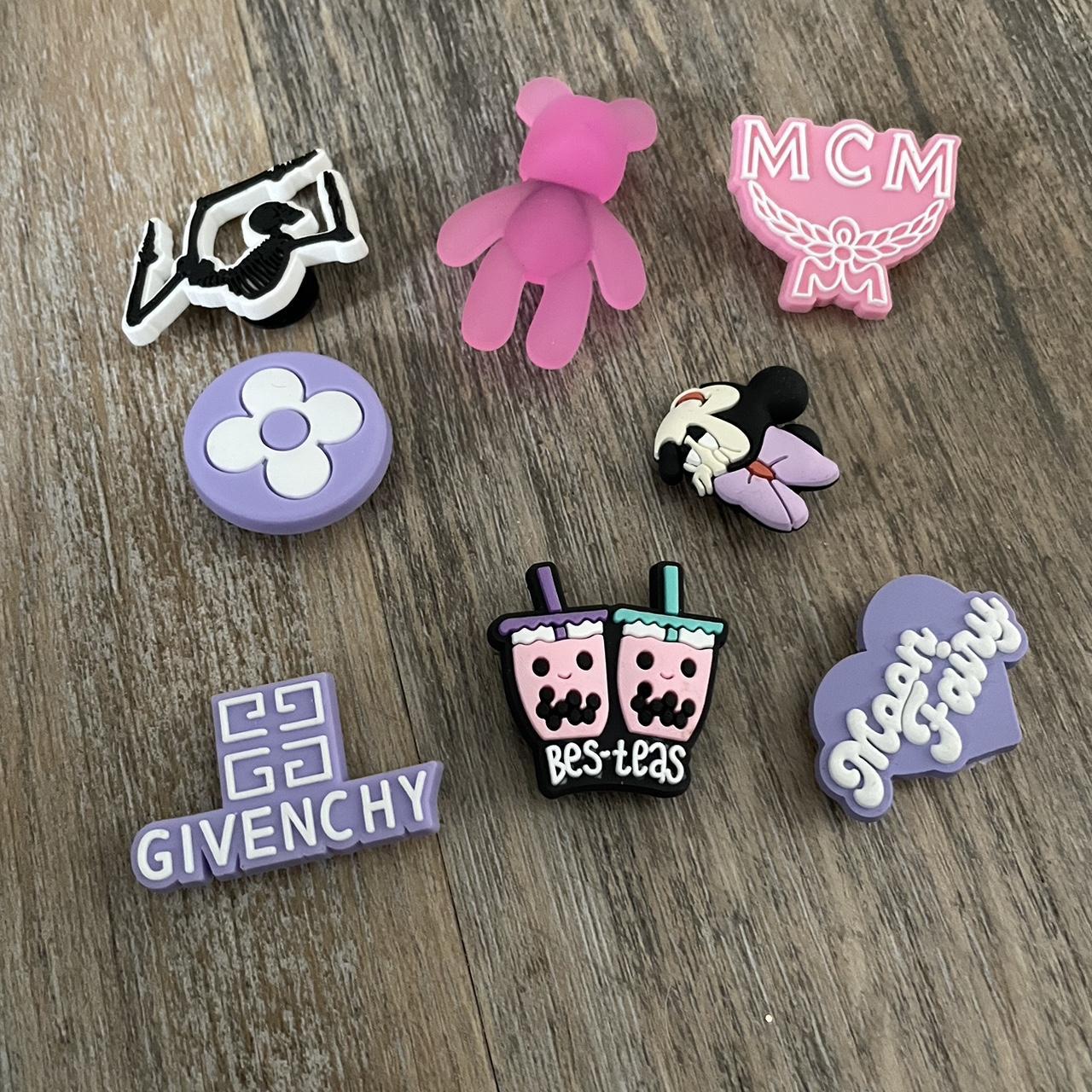 purple and pink croc charm bundle - Depop