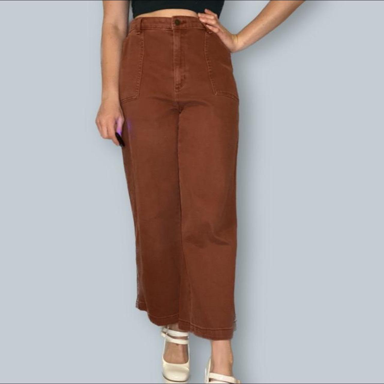 Universal Thread Women's Orange and Brown Trousers | Depop