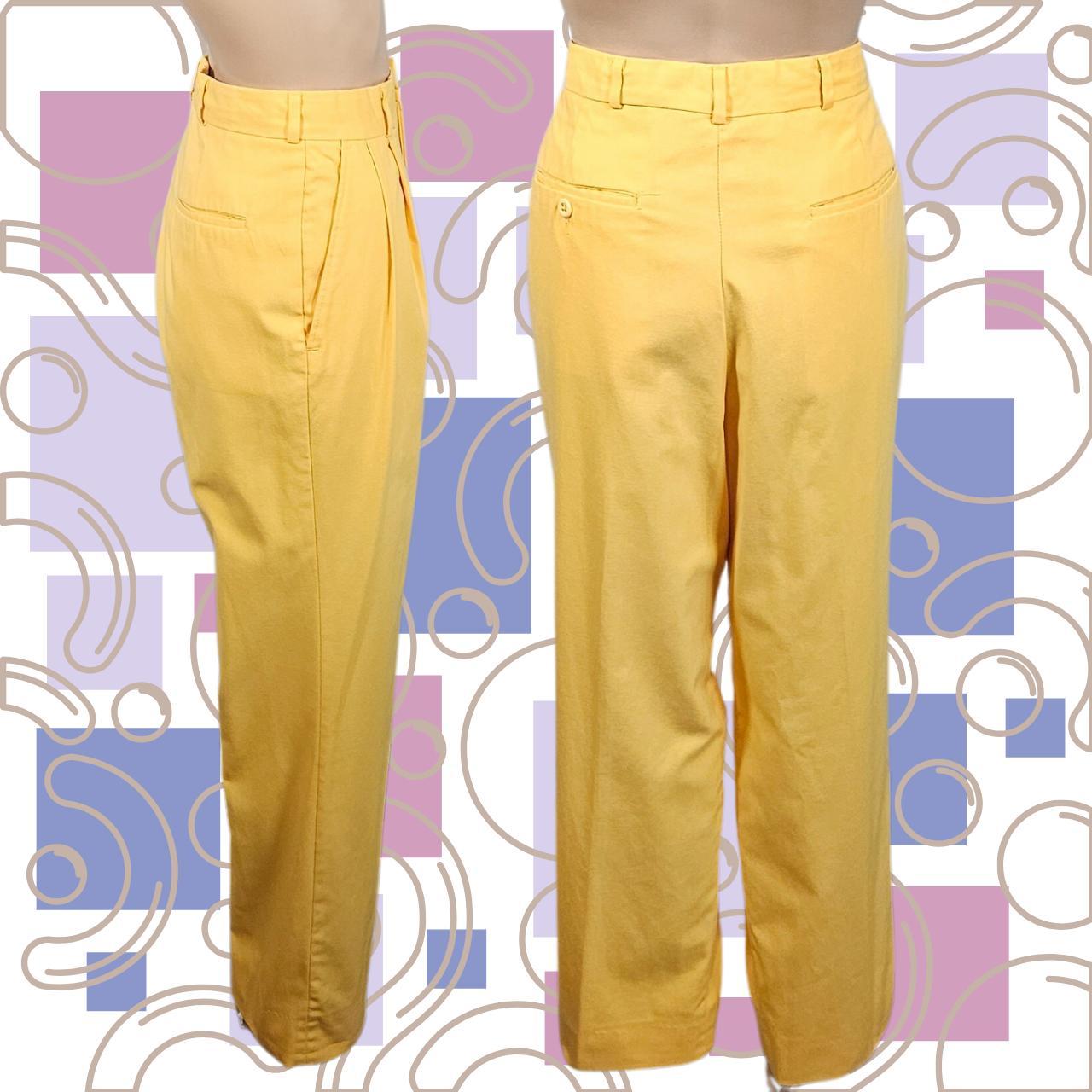 Vtg 80s Yellow Pleated Slacks Size... - Depop