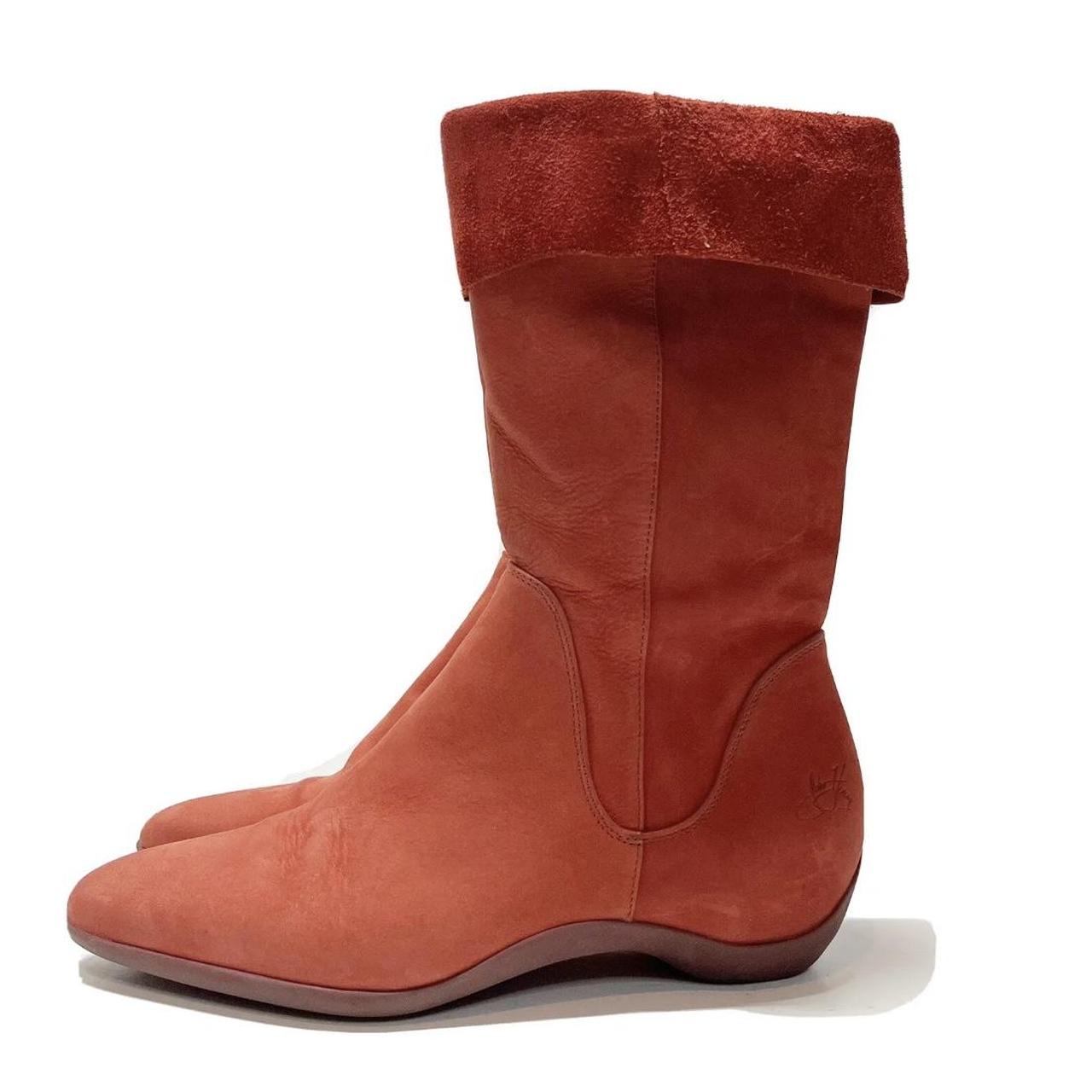 John Fluevog Power Up Aspiration Red Suede Flat Mid... - Depop