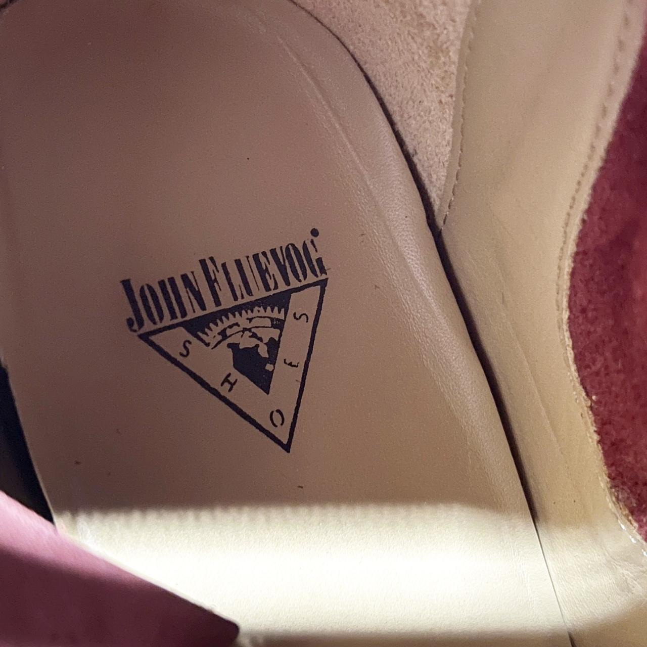 John Fluevog Power Up Aspiration Red Suede Flat Mid... - Depop