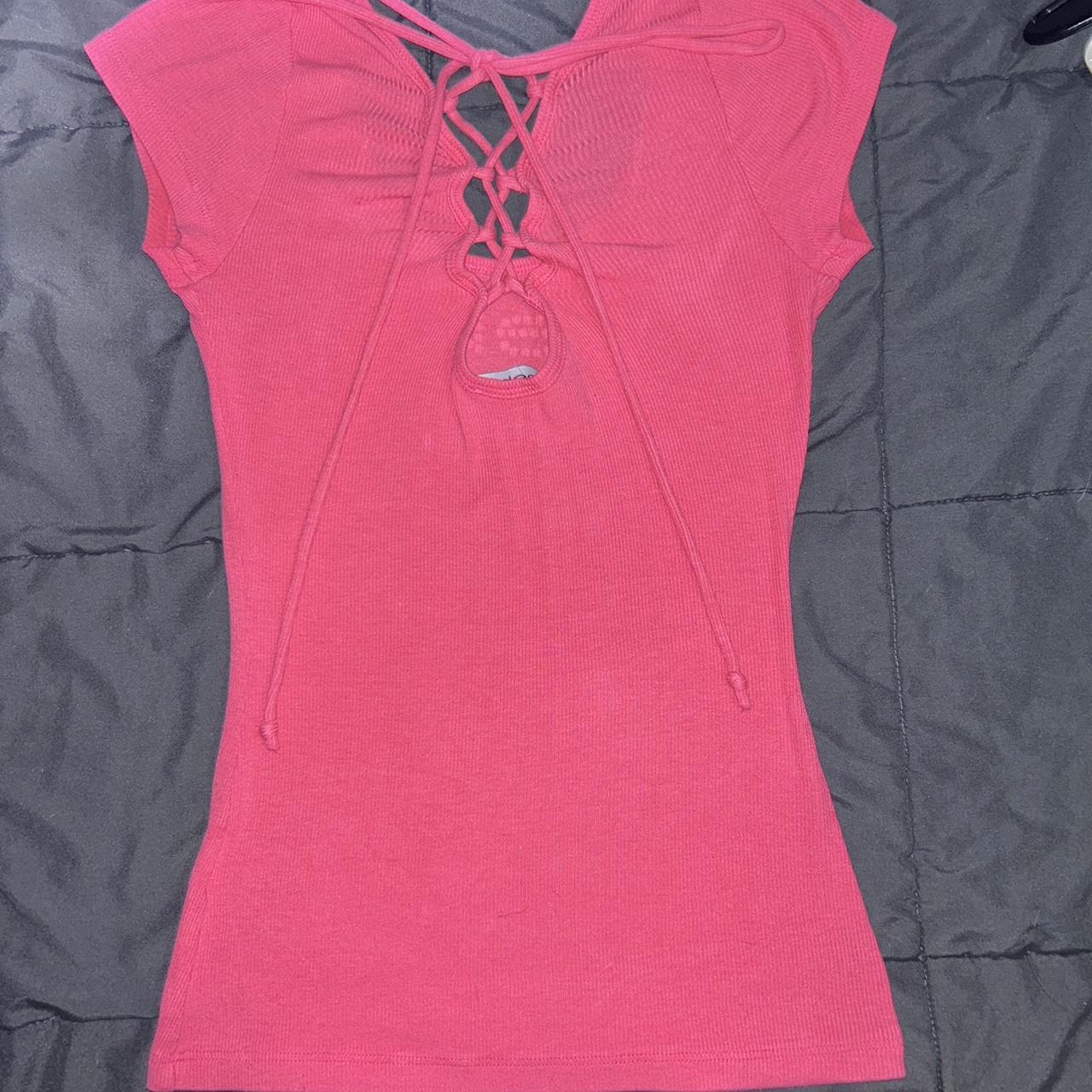 Sexy 2000s off the shoulder pink Bebe Top Size:... - Depop